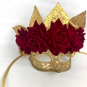 Red Rose Masquerade Mask- Mardi Gras Mask - Etsy