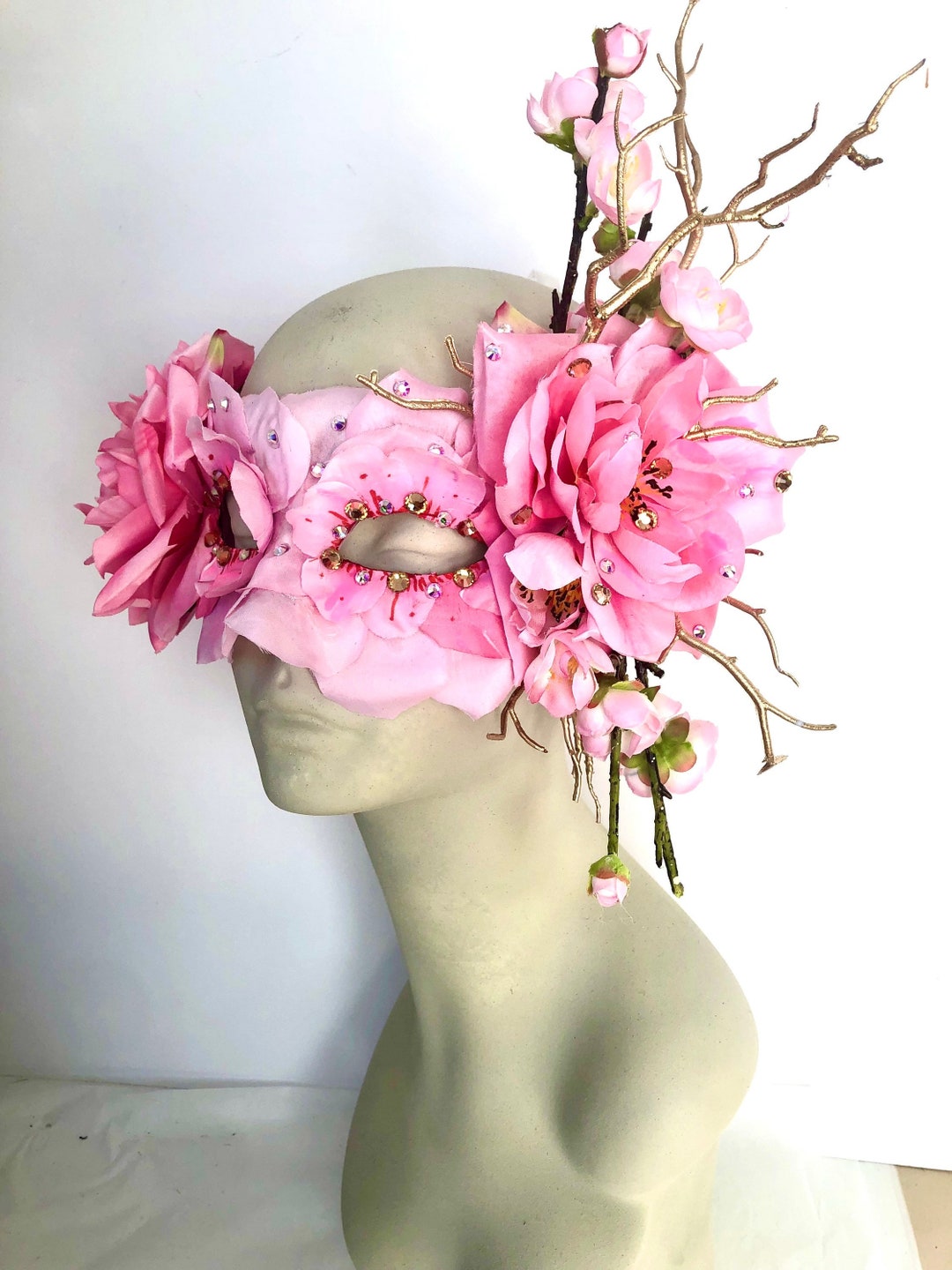 Pink Masquerade Mask Flower Mask Mardi Gras New Years - Etsy