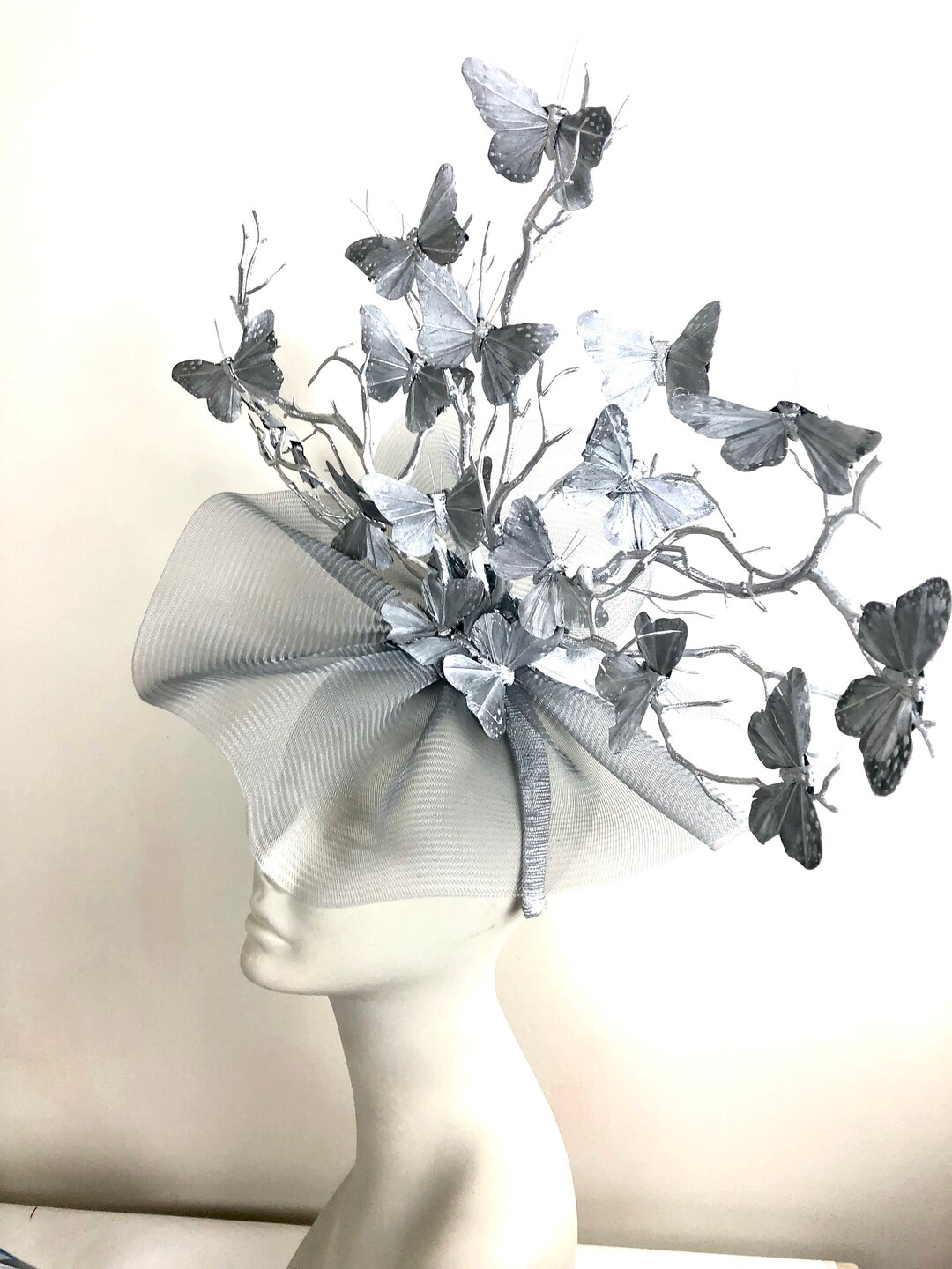 Silver Fascinator- Derby Hat- Butterfly Headpiece- Wedding - Etsy