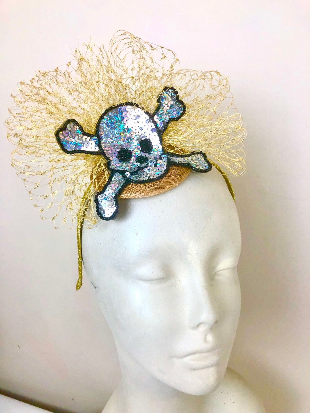 Skull Fascinator Mardi Gras Skull Headband - Etsy