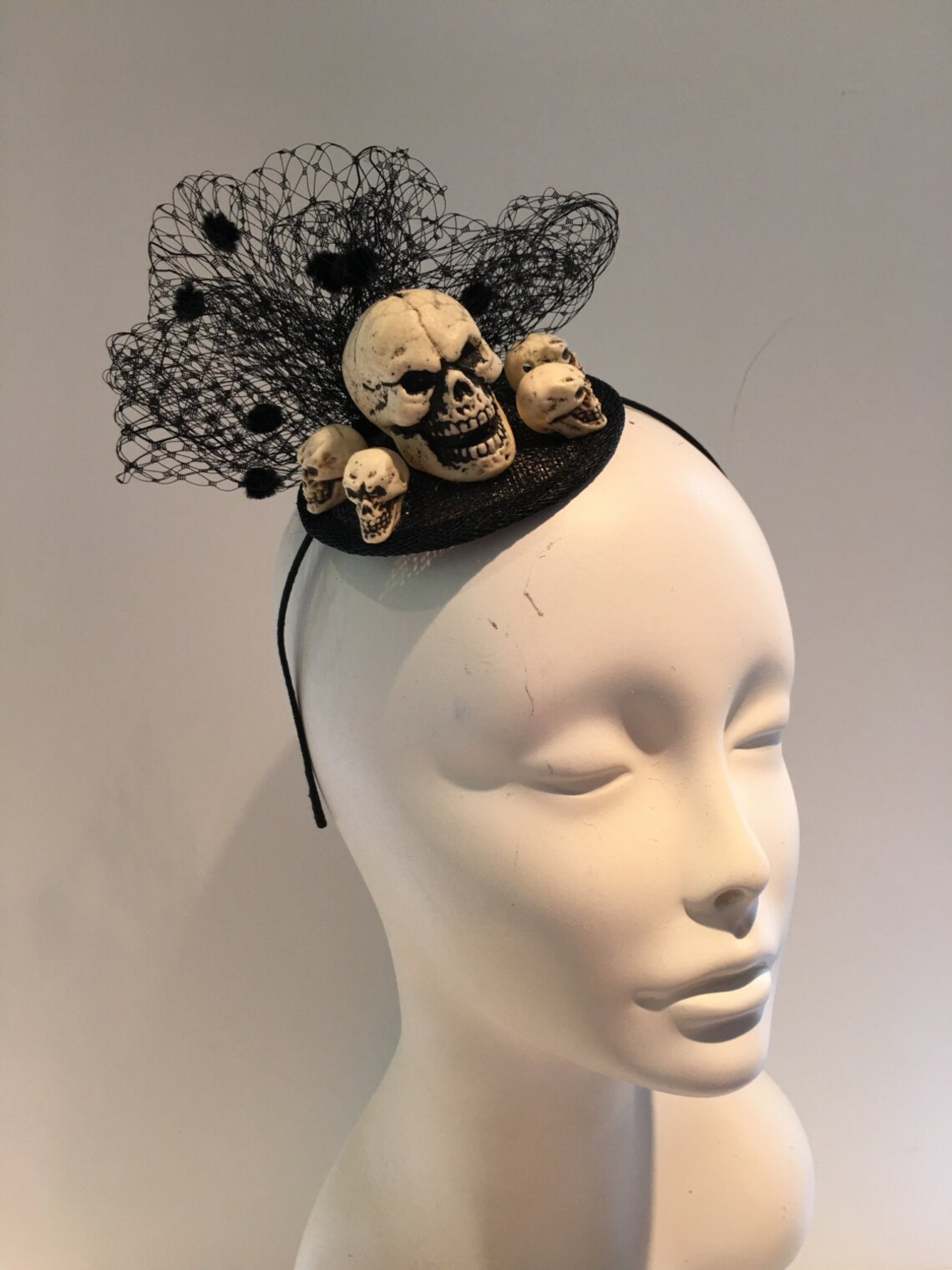 Skull Fascinator Day of the Dead Halloween Skull | Etsy