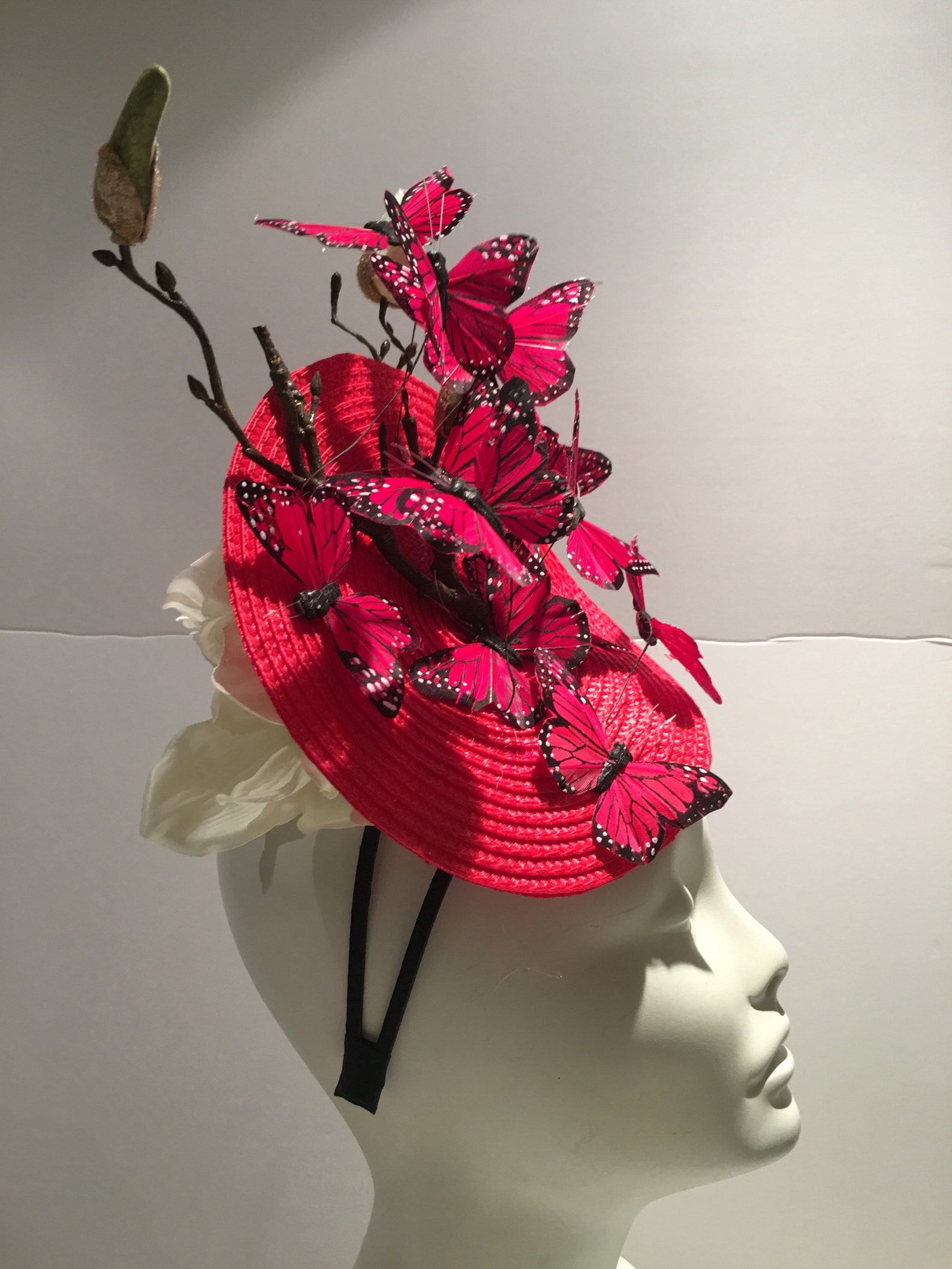 Butterfly Fascinator Red Hat Derby Day Wedding | Etsy