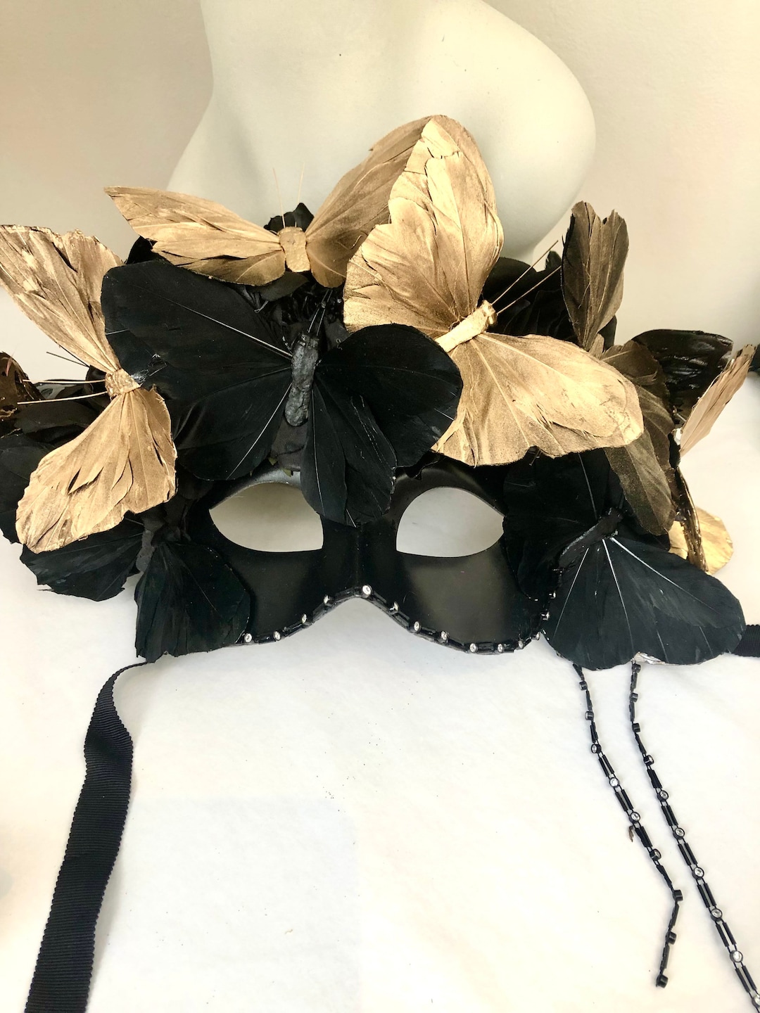 Black and Gold Mask- Masquerade Ball- Butterfly Costume - Etsy