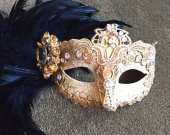 Gold Halloween Masks Venetian Mask Masquerade | Etsy