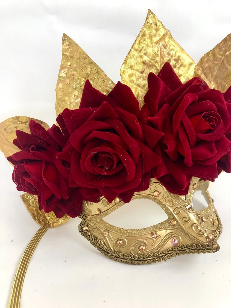 Red Rose Masquerade Mask Mardi Gras Mask - Etsy