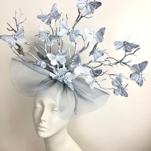 Silver Fascinator- Derby Hat- Butterfly Headpiece- Wedding - Etsy