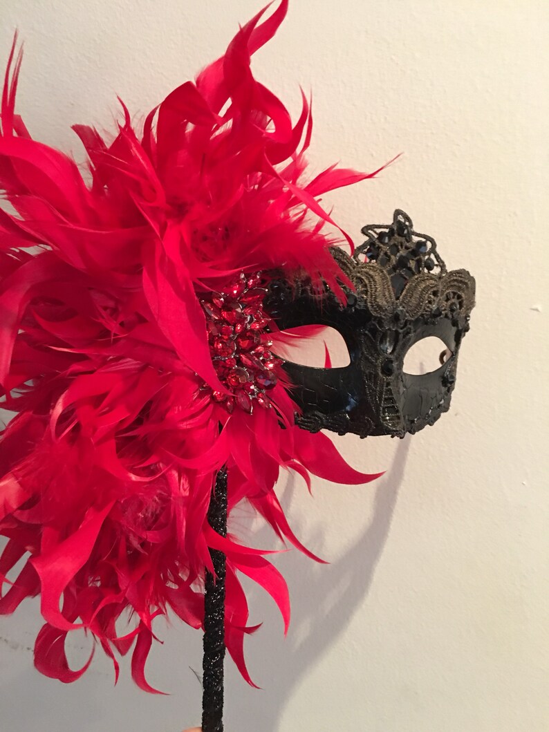 Red Masks Mask on a Stick venetian - Etsy