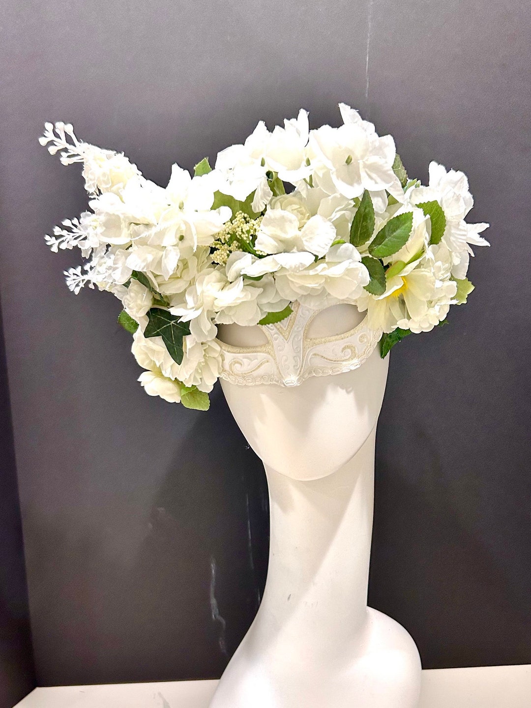 Flower Masquerade Mask -white Mardi Gras Mask - Etsy