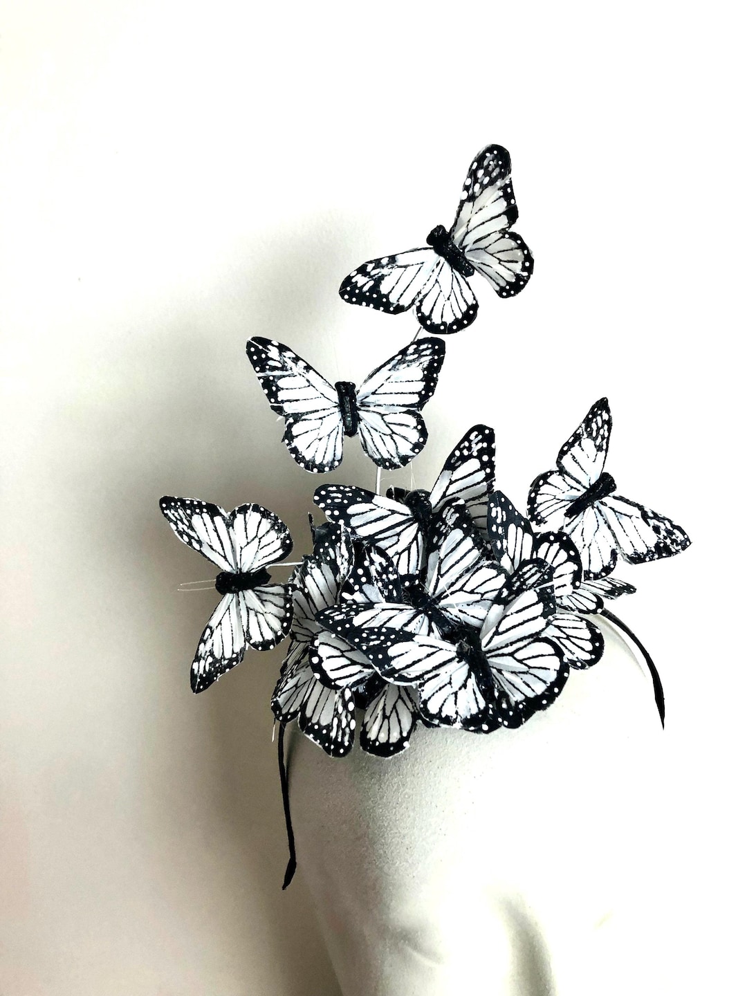 Butterfly Fascinator- Black and White Headband - Etsy