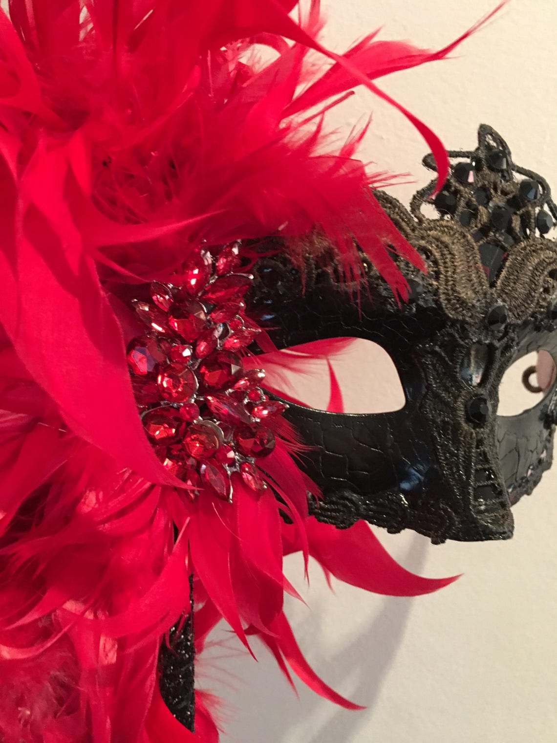 Red Masks Mask on a Stick venetian | Etsy