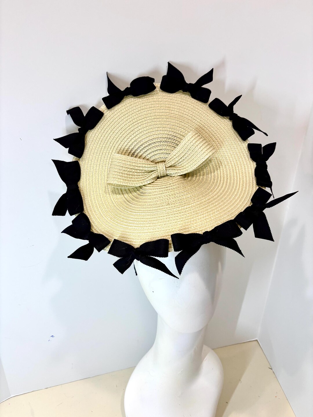 Bow Straw Hat- Fascinator- Derby- Hat Lunch- Tea Party - Etsy