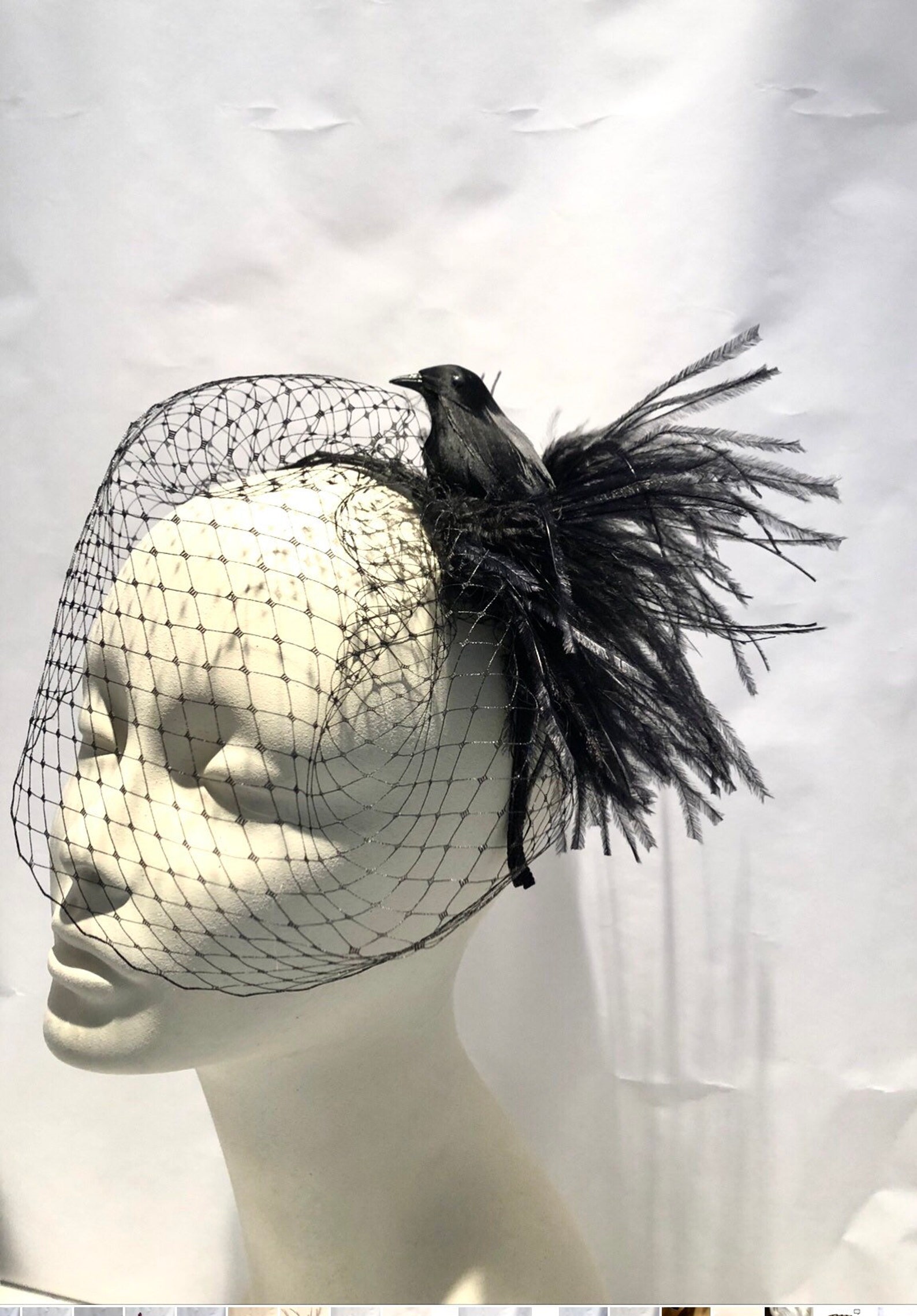 Black Fascinators Crow Raven Bird Headband Bird Lover - Etsy