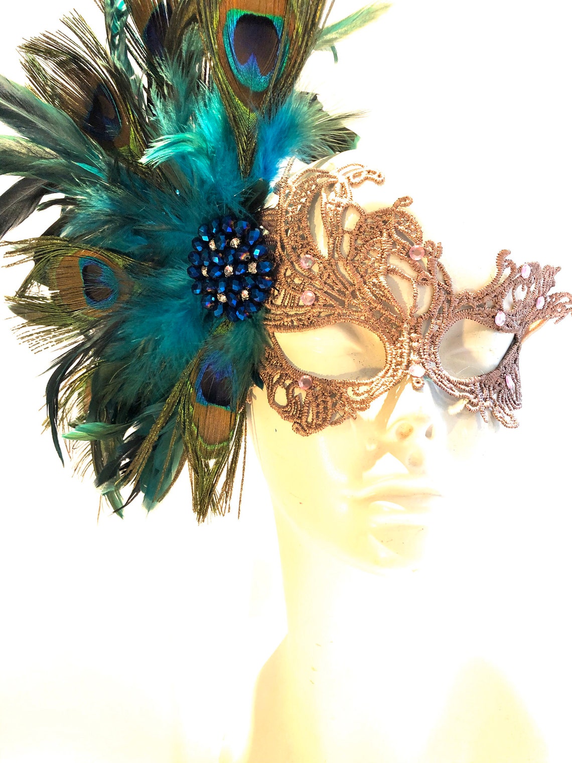 Peacock Masquerade Mask Halloween Lace mask | Etsy