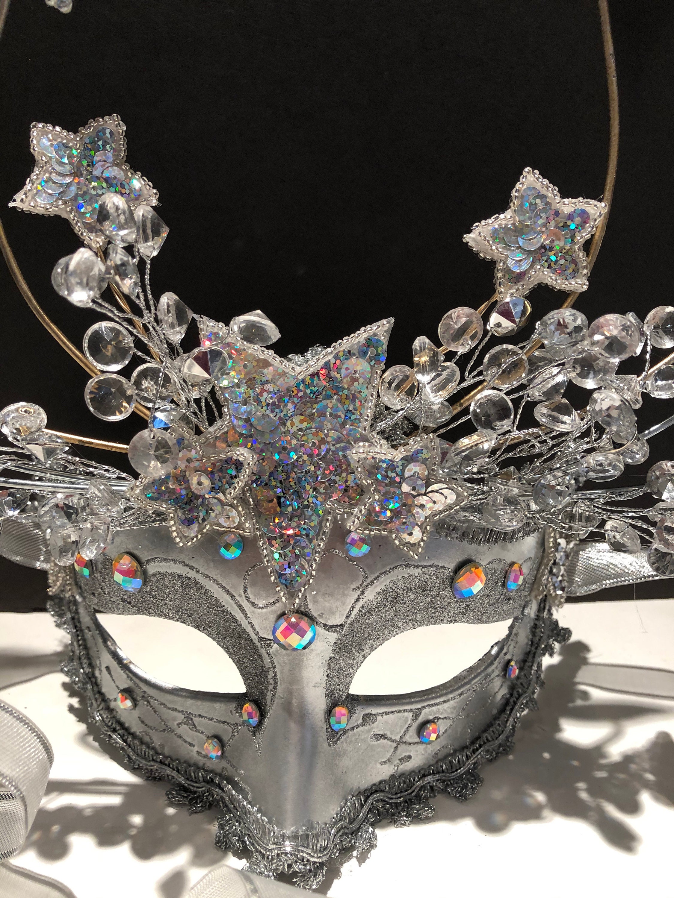Star Masquerade Mask Mardi Gras Diner En Blanc silver - Etsy