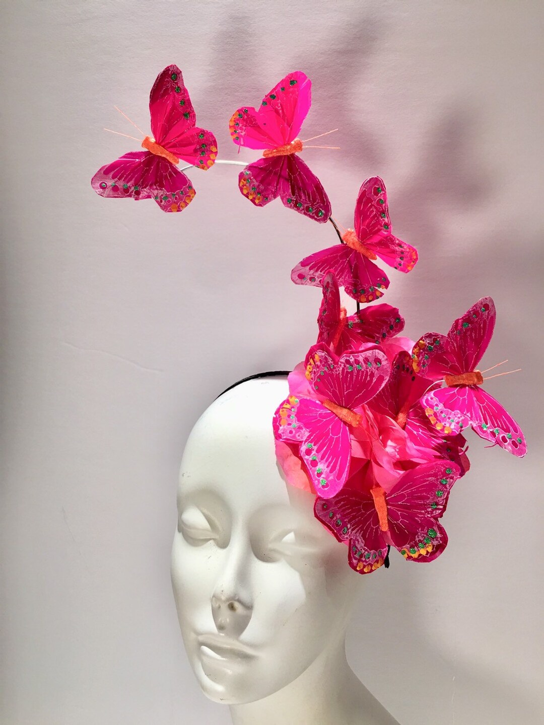 Hot Pink Fascinator Monarch Hat Butterfly Hat - Etsy