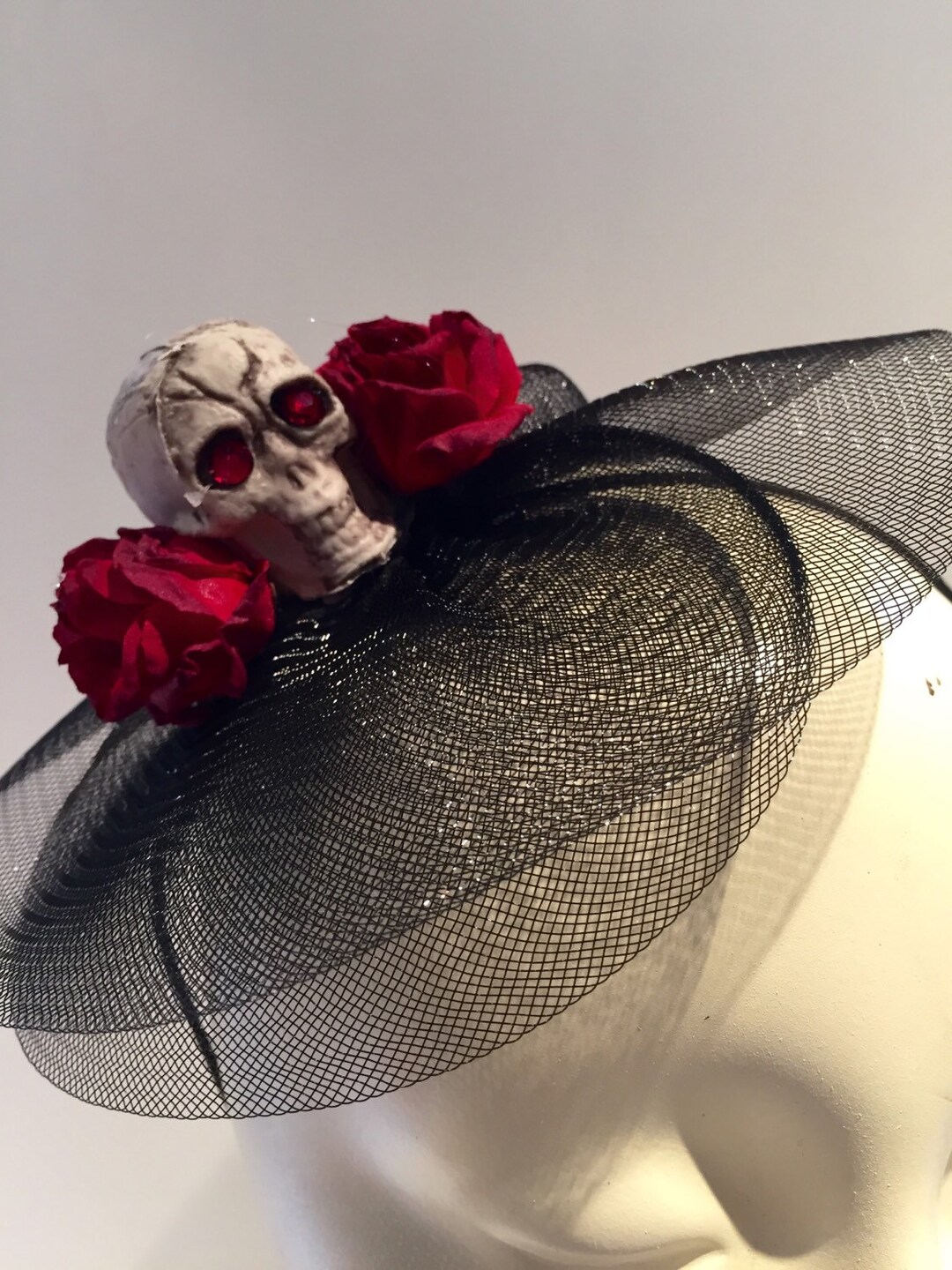 Skull Fascinator -day of the Dead Headband- Halloween - Etsy