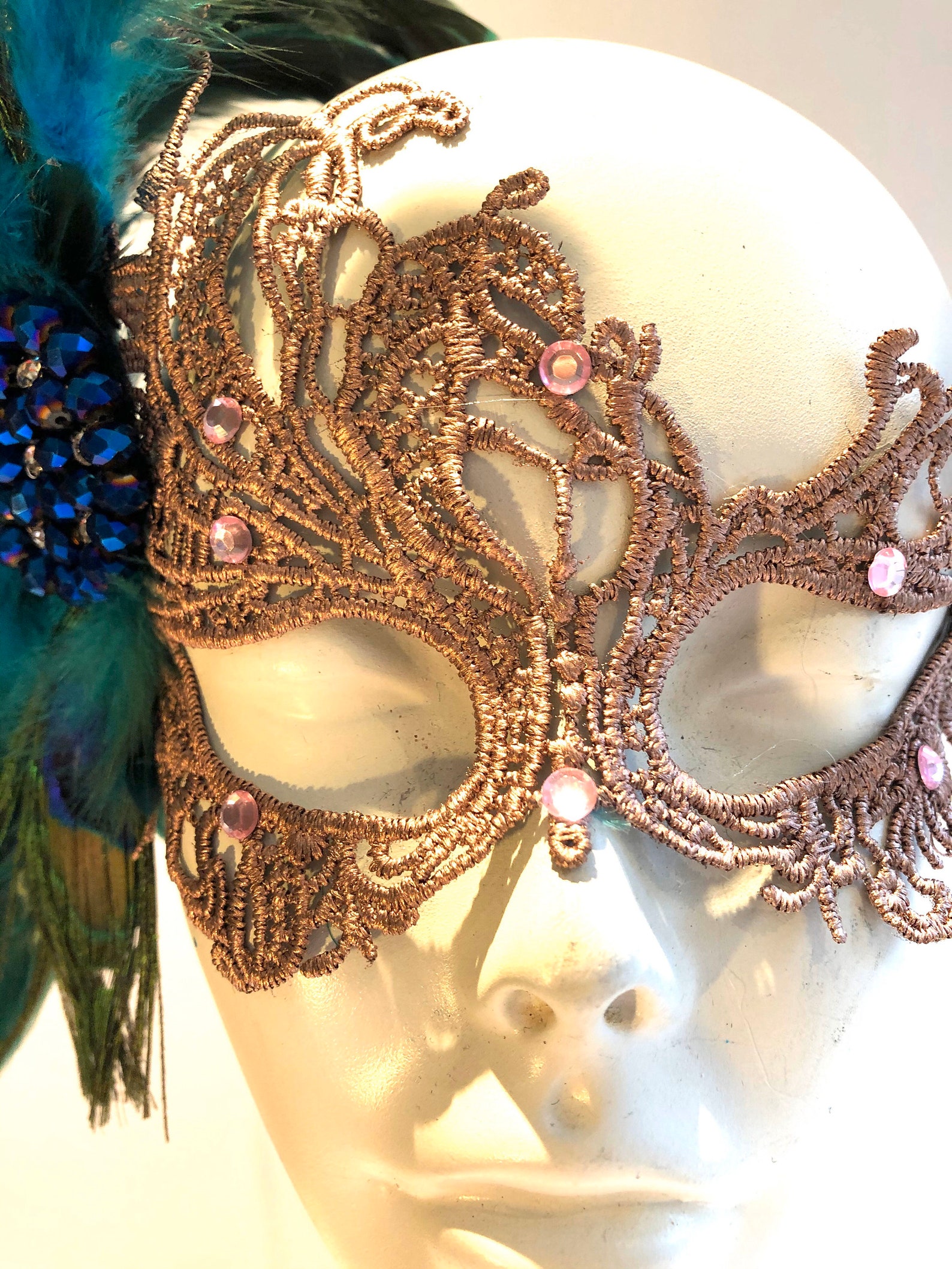 Peacock Masquerade Mask Halloween Lace mask | Etsy