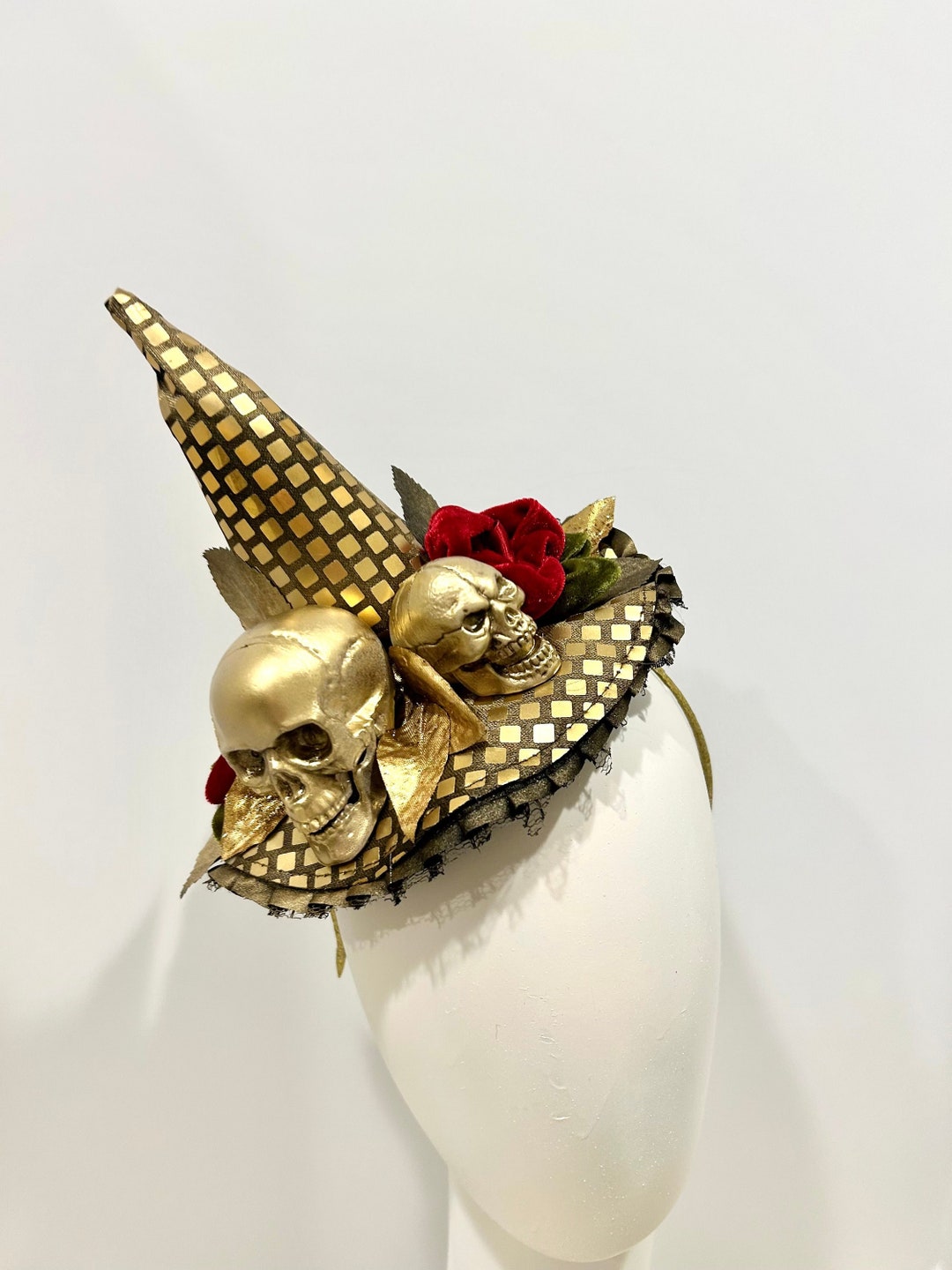 Gold Hat Fascinator- Skull Hat- Day of the Dead - Etsy