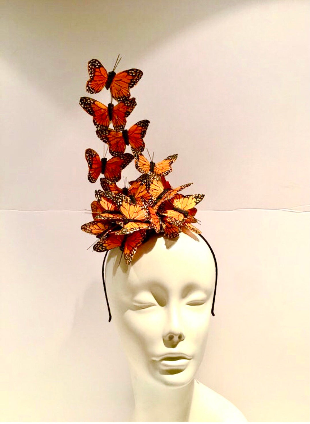 Butterfly Fascinator Orange Butterfly Hat - Etsy