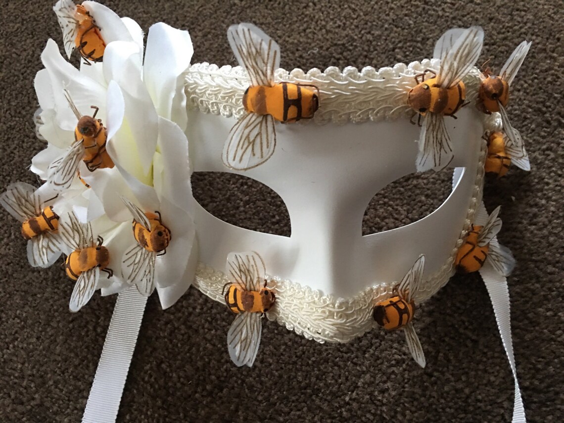 Yellow Bee Masquerade Mask: Floral Bumble Bee Costume - Etsy