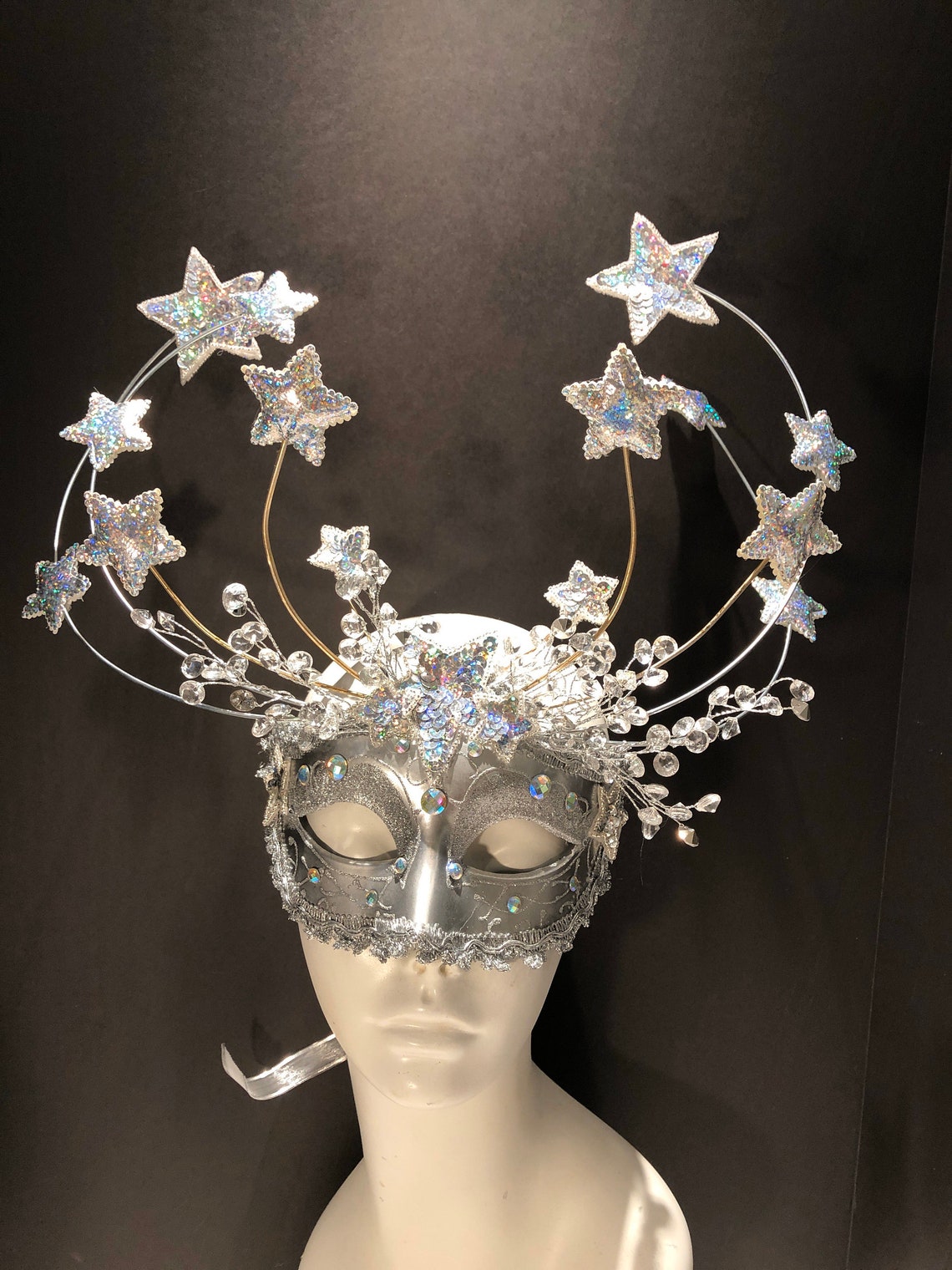 Star Masquerade Mask- Mardi Gras- Silver or Gold - Etsy
