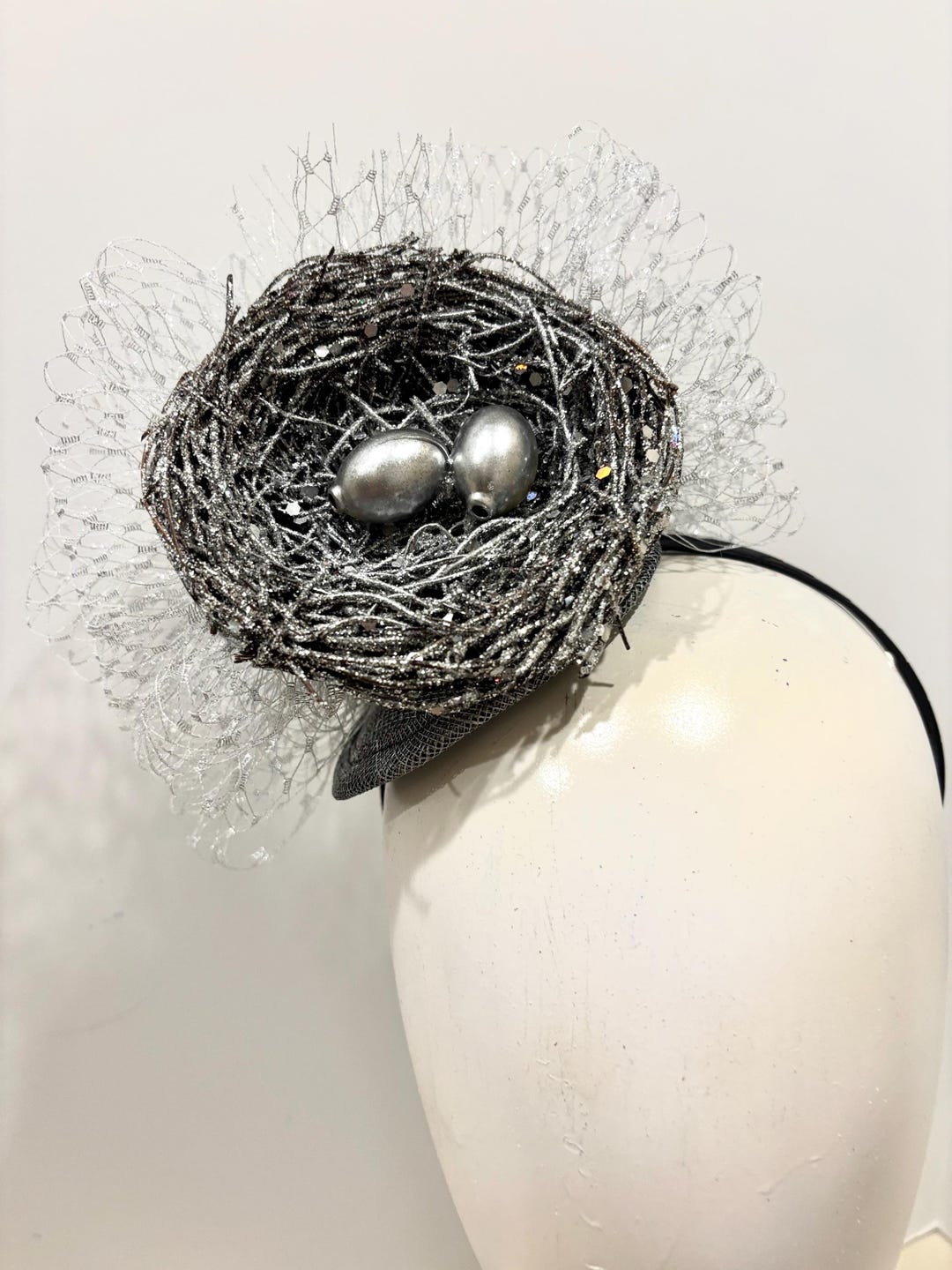 Silver Fascinator- Bird Nest Headband - Etsy