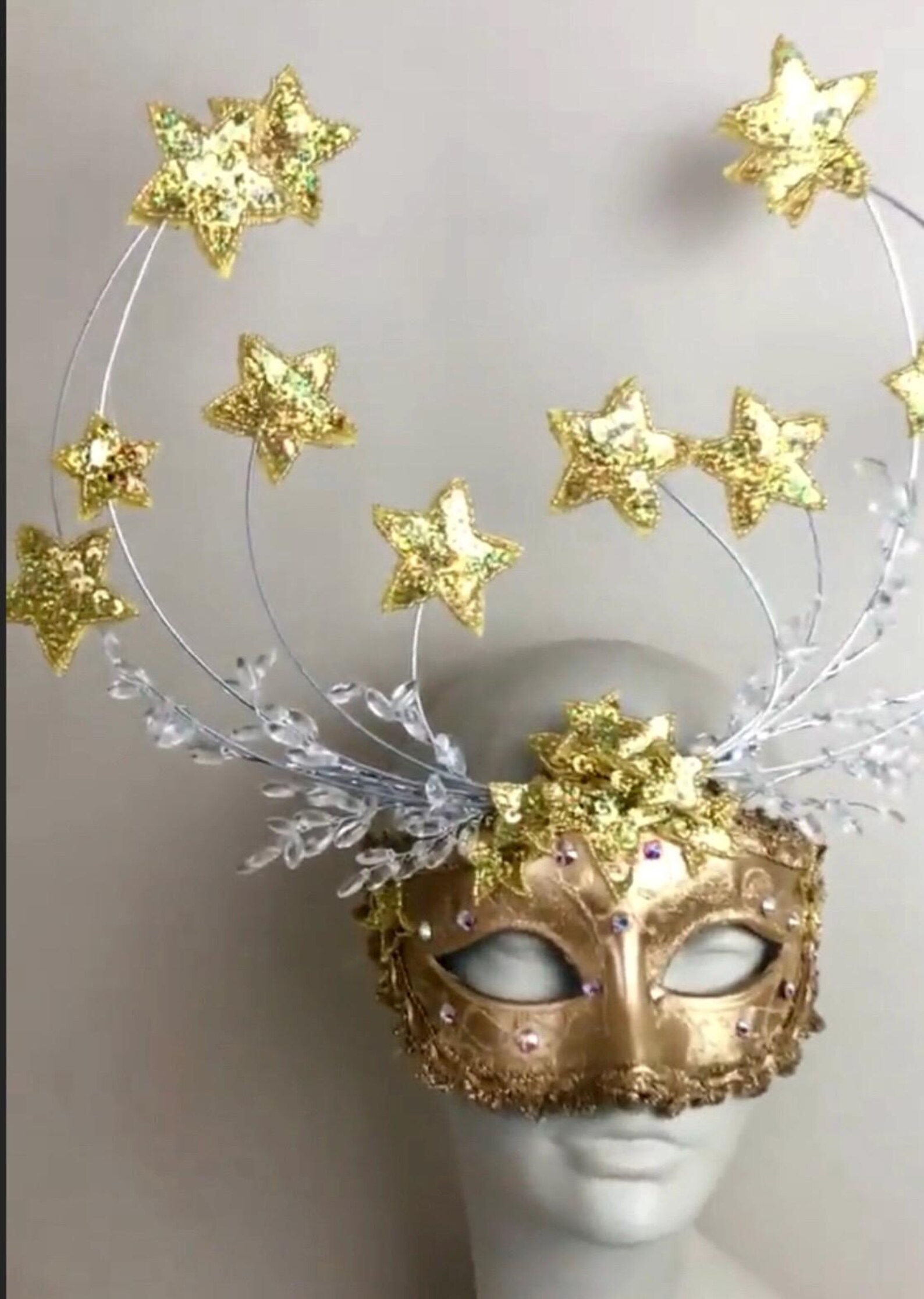 Star Masquerade Mask- Mardi Gras- Silver or Gold - Etsy