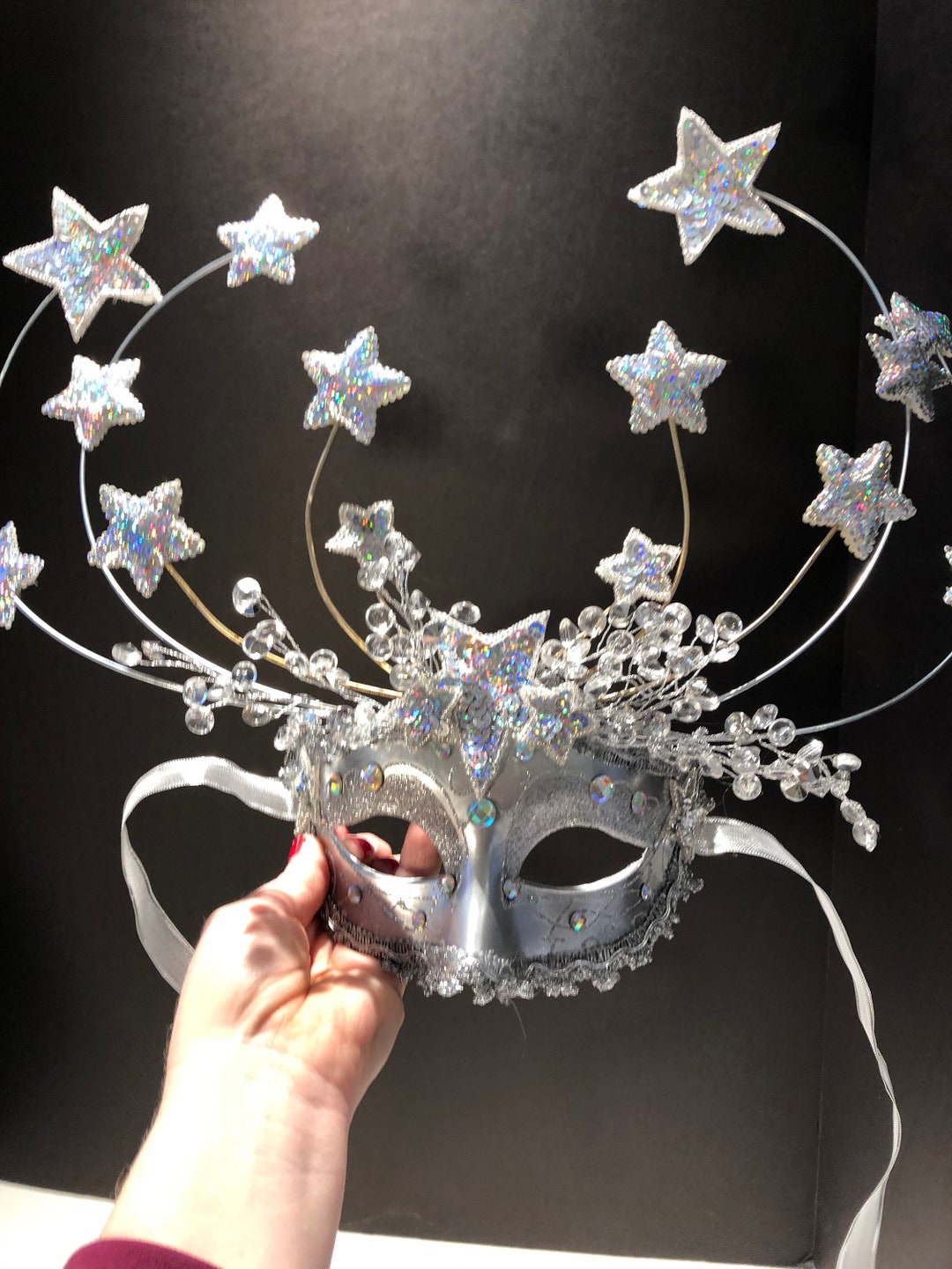 Star Masquerade Mask- Mardi Gras- Silver or Gold - Etsy