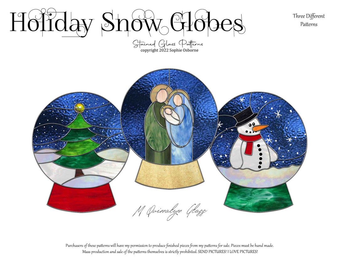 Holiday Snow Globes Stained Glass Patterns - Etsy