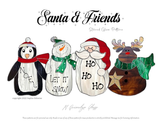 Santa and Friends Stained Glass Pattern - Etsy