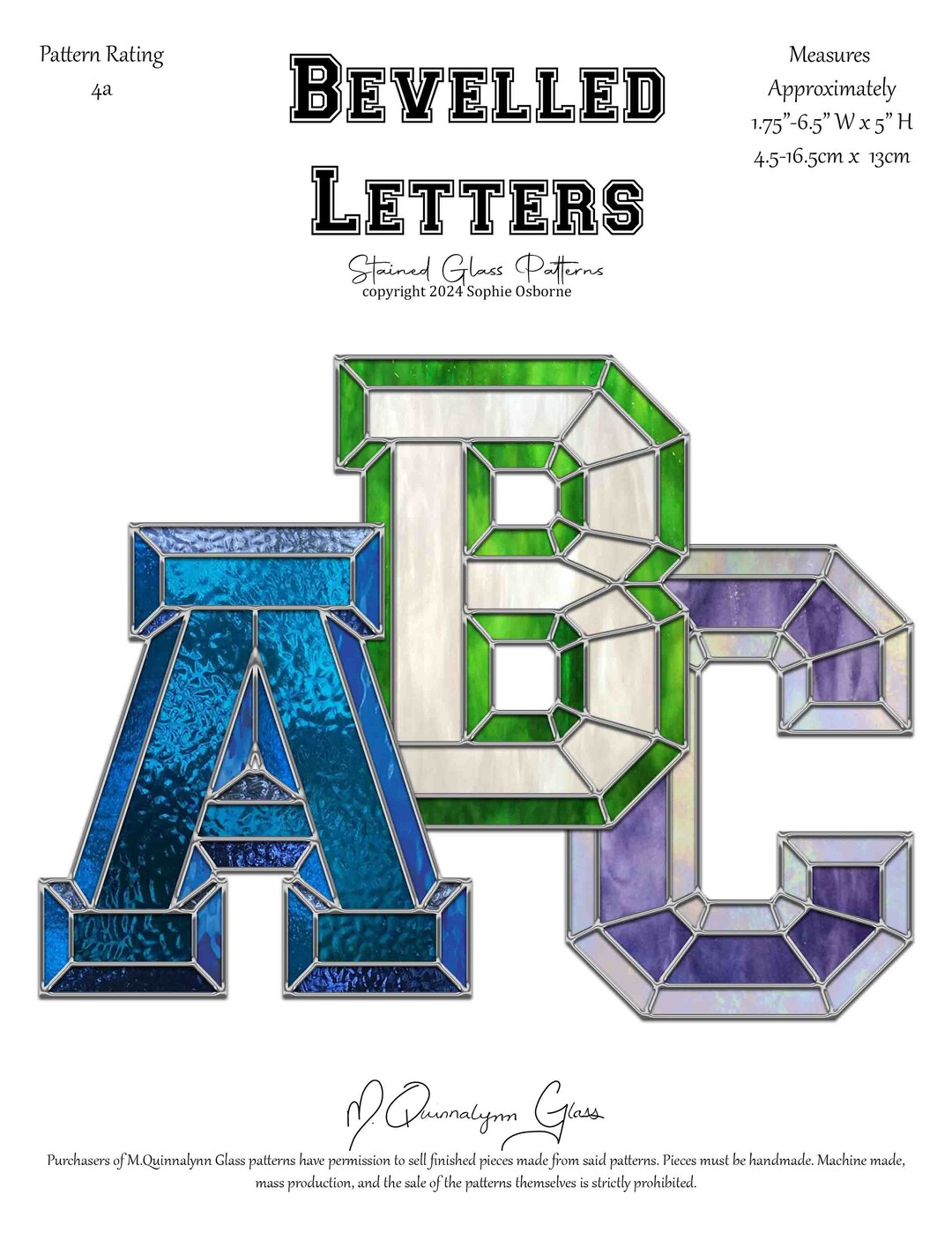 Beveled Letters Stained Glass Pattern - Etsy