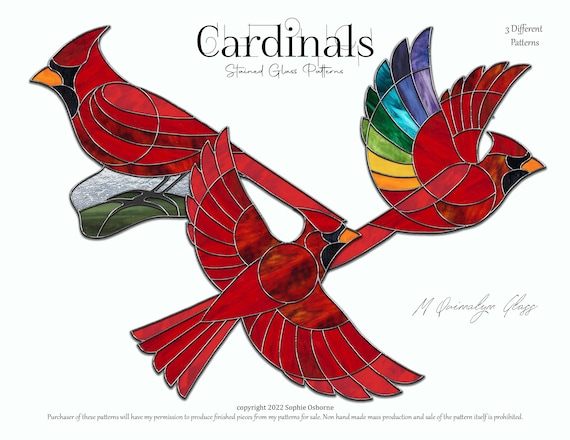 Cardinals Stained Glass Patterns - Etsy
