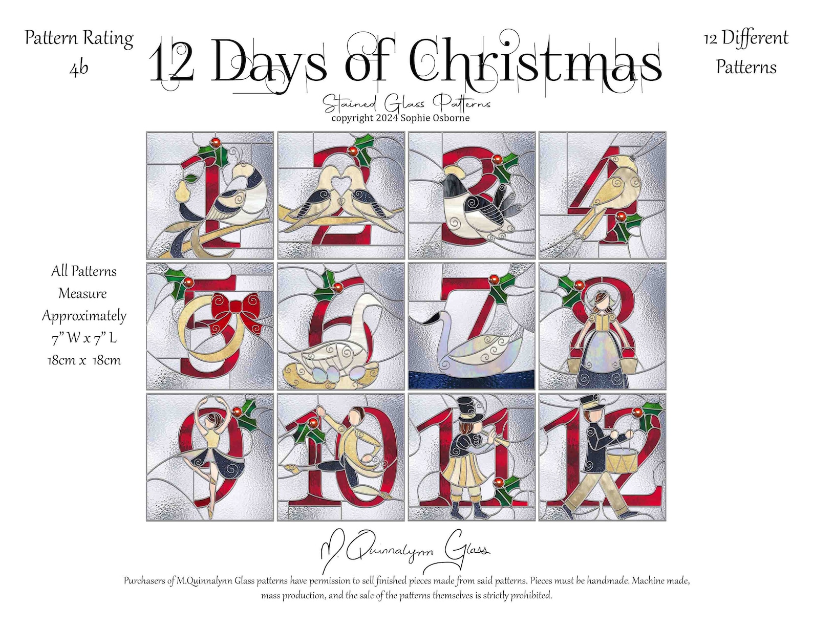 12 Days of Christmas Stained Glass Patterns - Etsy