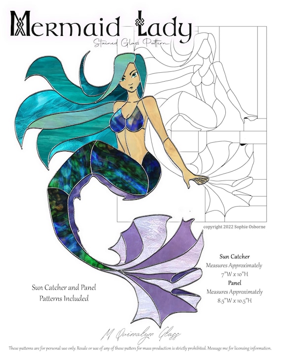 Mermaid Lady Stained Glass Pattern - Etsy