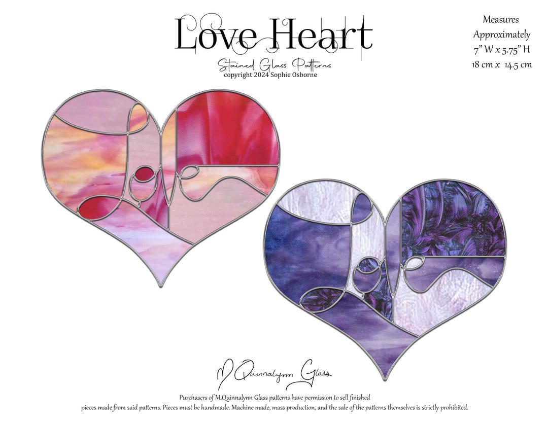 Love Heart Stained Glass Pattern - Etsy