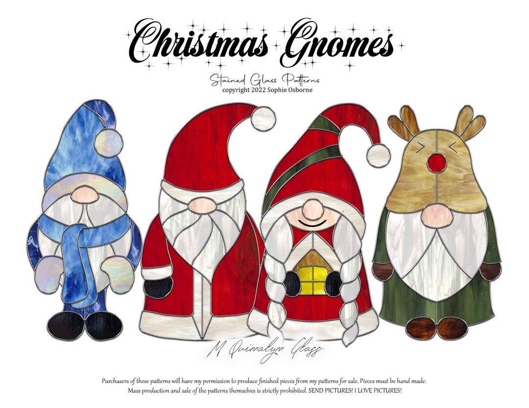 Christmas Gnomes Stained Glass Patterns - Etsy