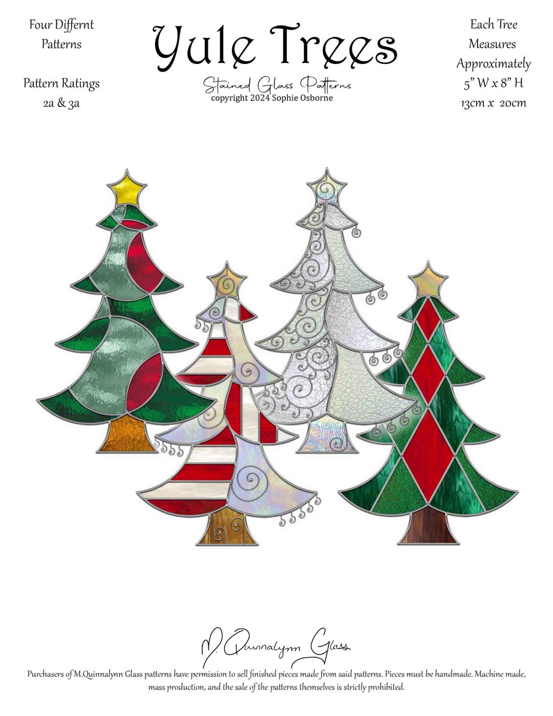 Yule Trees Stained Glass Patterns - Etsy