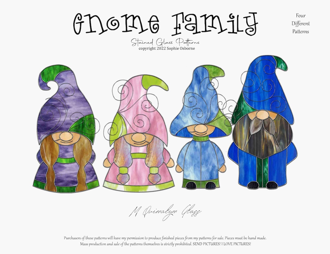 Gnome Family Stained Glass Pattern - Etsy