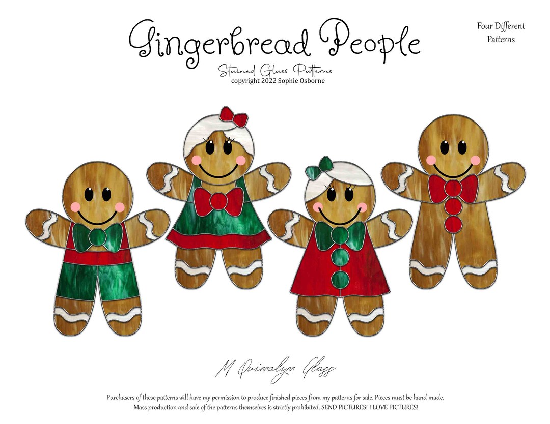 Gingerbread People Stained Glass Patterns - Etsy