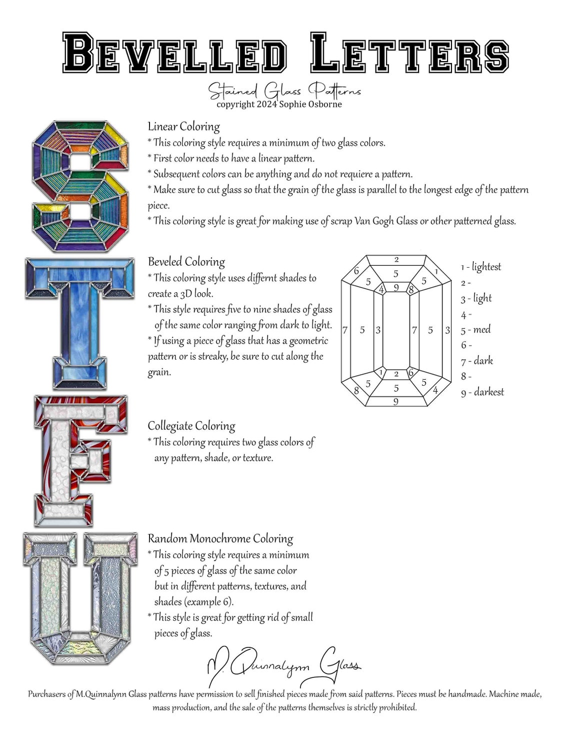 Beveled Letters Stained Glass Pattern - Etsy