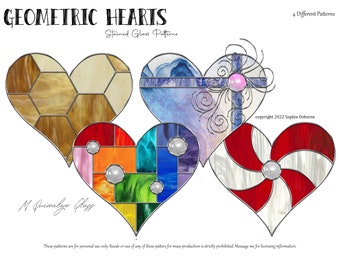 Sunshine Hearts Stained Glass Patterns - Etsy