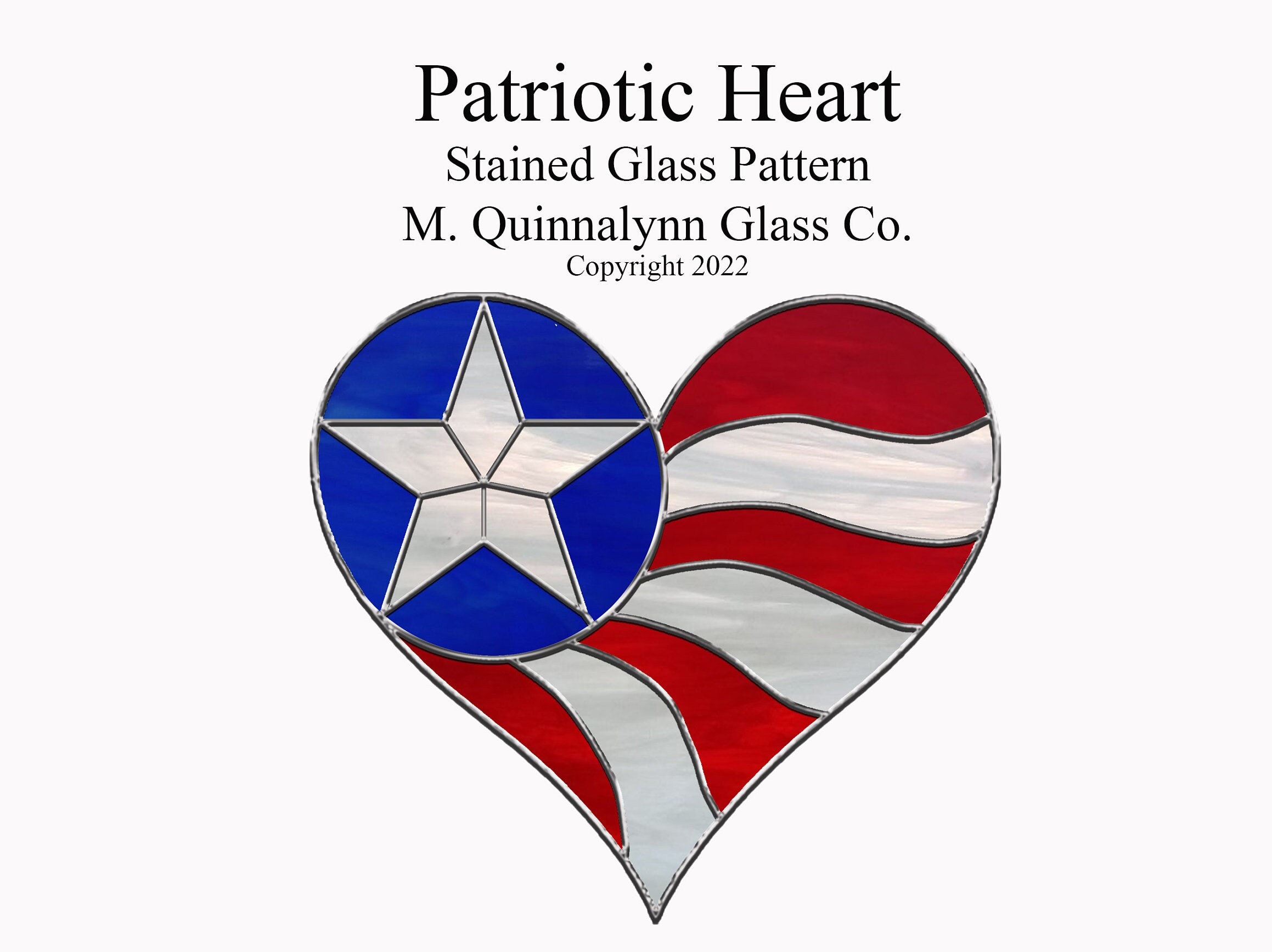 Patriotic Heart Stained Glass Pattern Suncatcher Glass Art | Etsy