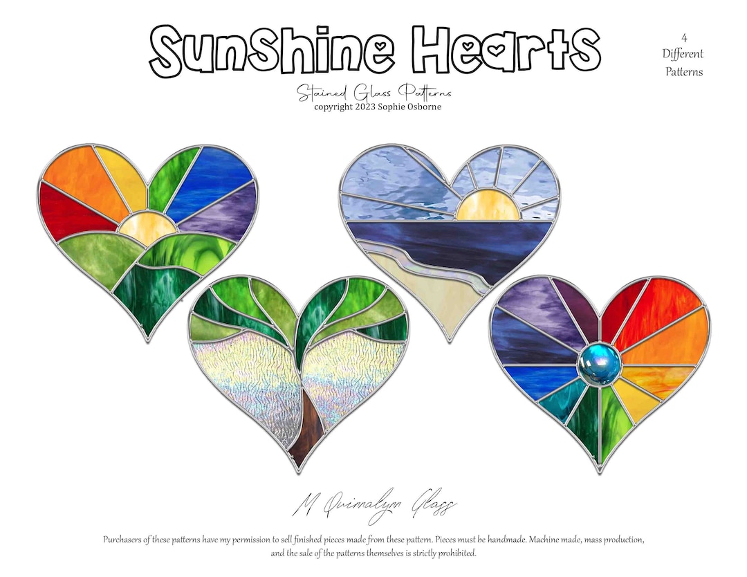 Sunshine Hearts Stained Glass Patterns - Etsy