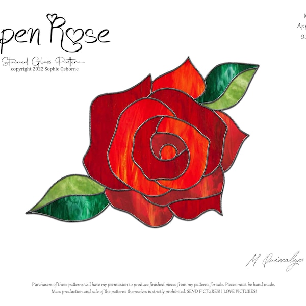 Rose Stained Glass Pattern - Etsy