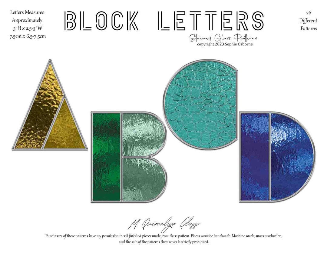 Block Letters Stained Glass Patterns - Etsy