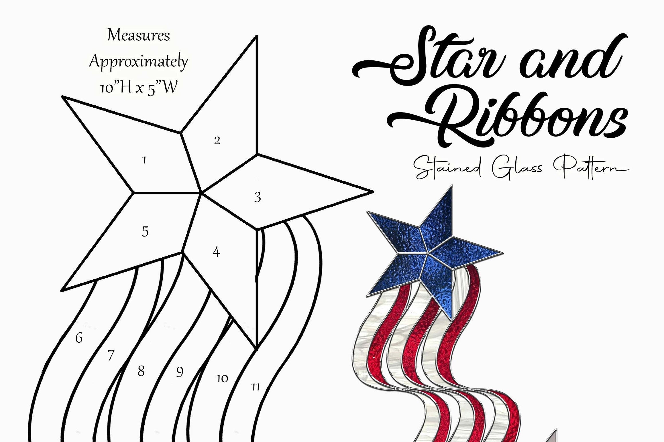 Star and Ribbons Stained Glass Pattern - Etsy