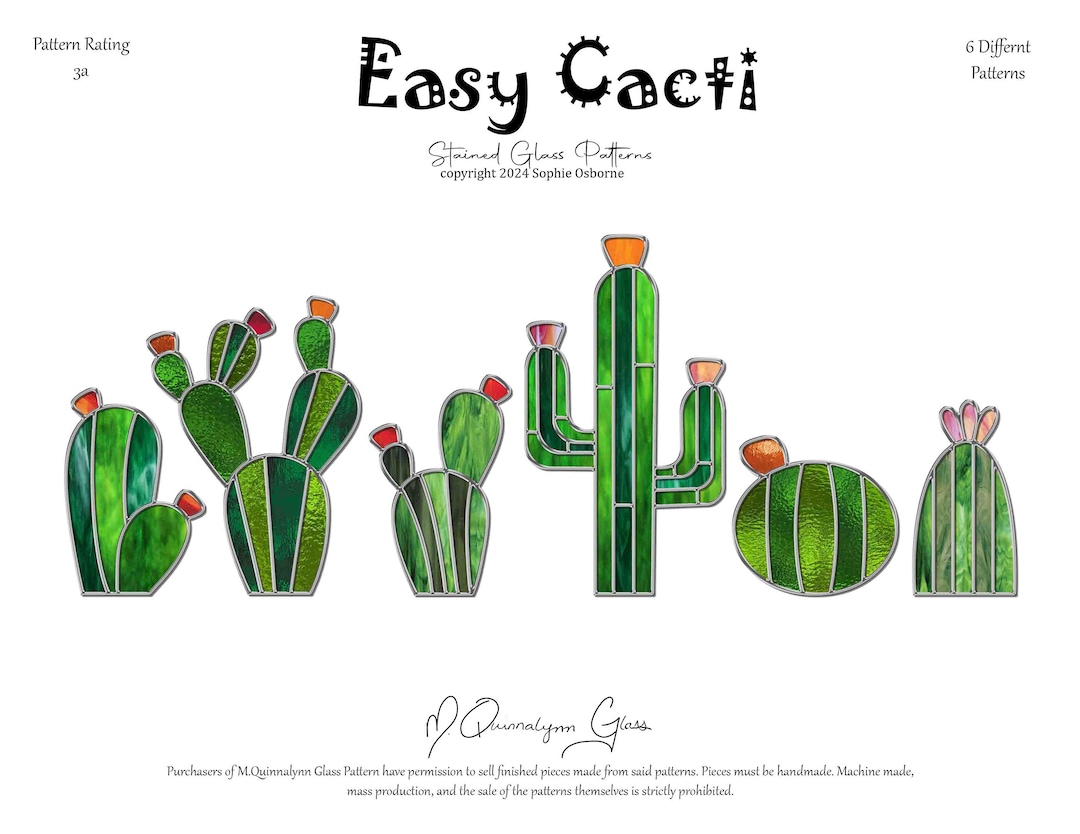 Easy Cacti Stained Glass Patterns - Etsy