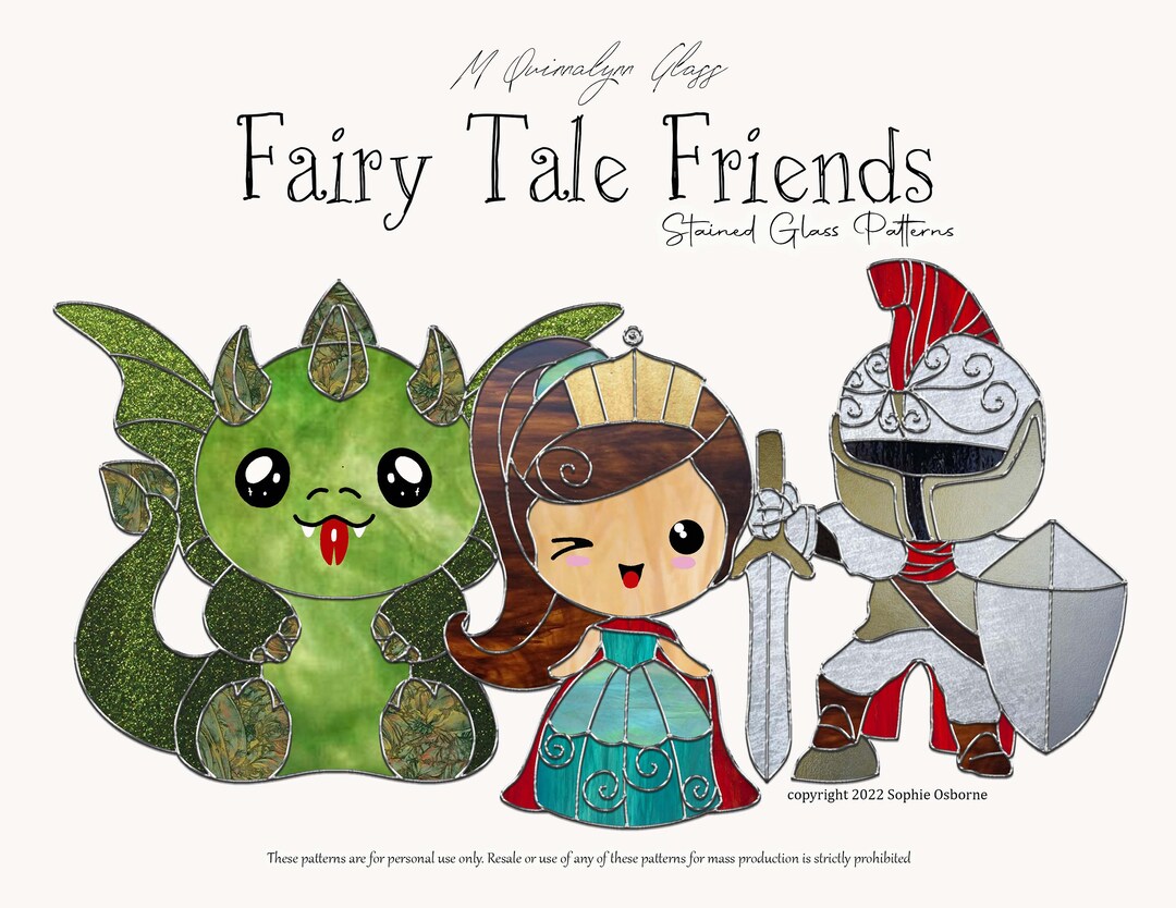 Fairy Tale Friends Stained Glass Patterns - Baby Dragon, Knight ...