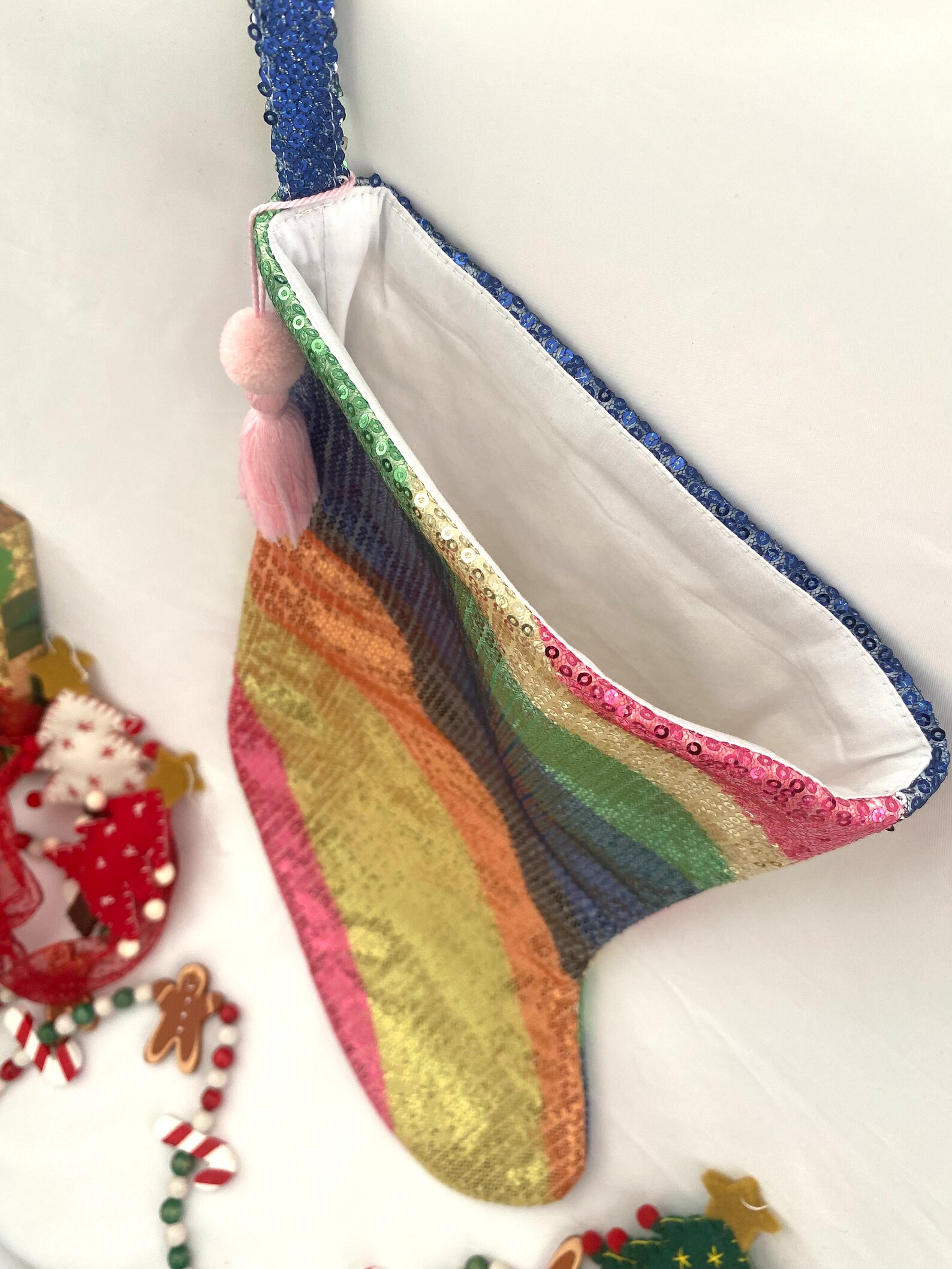 Christmas Stockings, Sequin Holiday Stocking, Multi Color Sequin ...