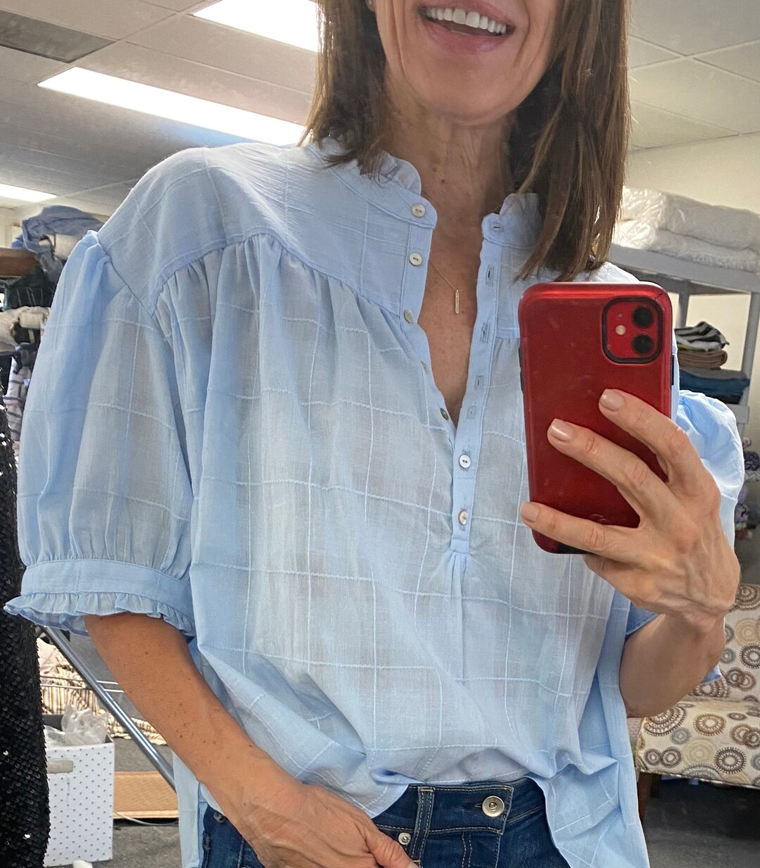 Powder Puff Princess Top, Powder Blue Blouse, Flowy Blouse, Handmade ...